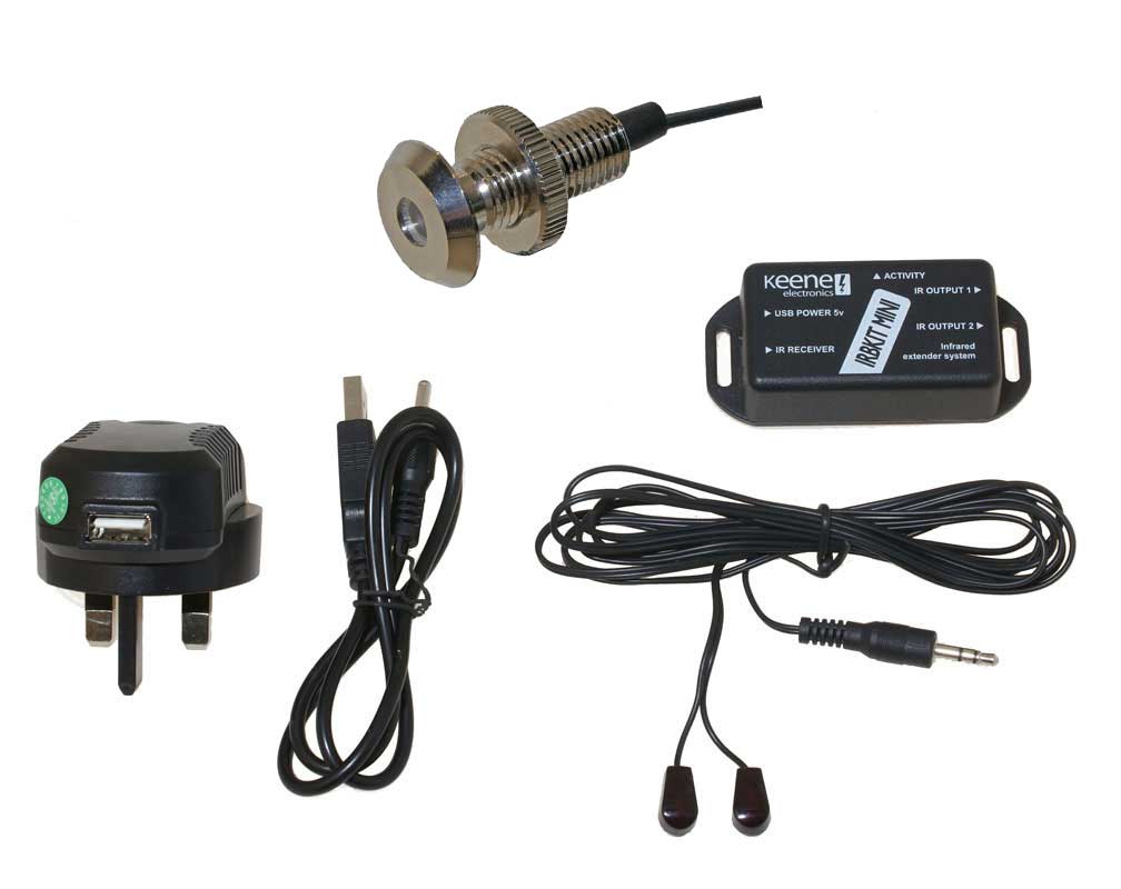 IRBKIT Mini Infrared Extender Complete Kit with chrome panel mount rec ...